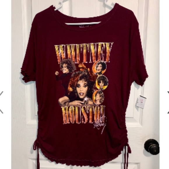 Whitney Houston | Tops | Whitney Houston Maroon Side Cinch Tshirt ...